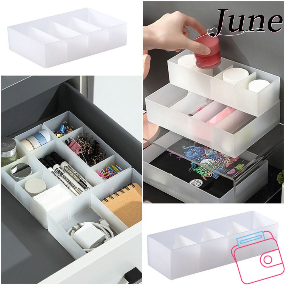 JUNEGOODS Drawer Storage Boxes, Transparent Divide Multi Grid ...