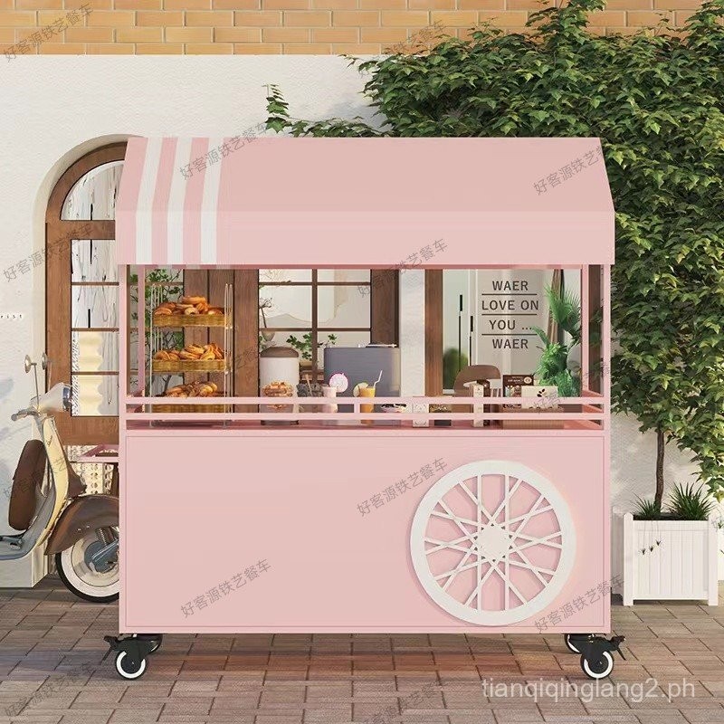 Iron Art Stall Push Cart Mobile Street Food Cart Display Stand Night ...