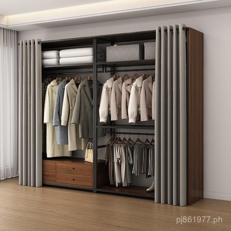Metal Bedroom Rack DIY Hanging Rack Open Walk-in Wardrobe with Storage ...