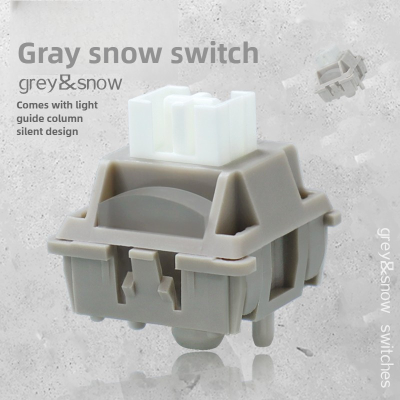 Silent Grey Snow Switch 5PIN 10PCS Light Sound Smooth POM Swith with ...