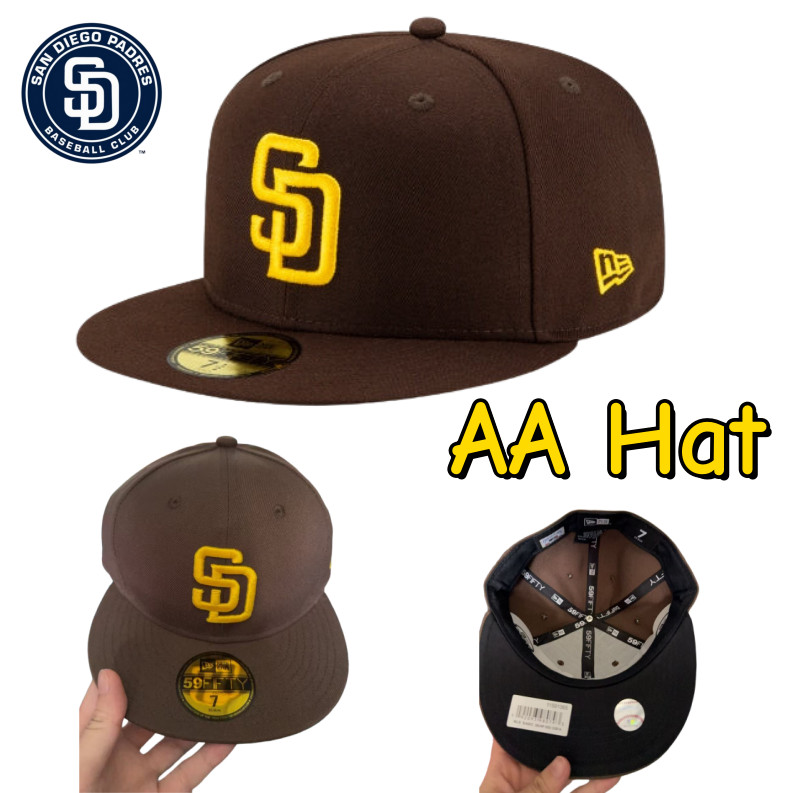 Major League Baseball San Diego Padres Brown Basic Fitted Hat Fully ...