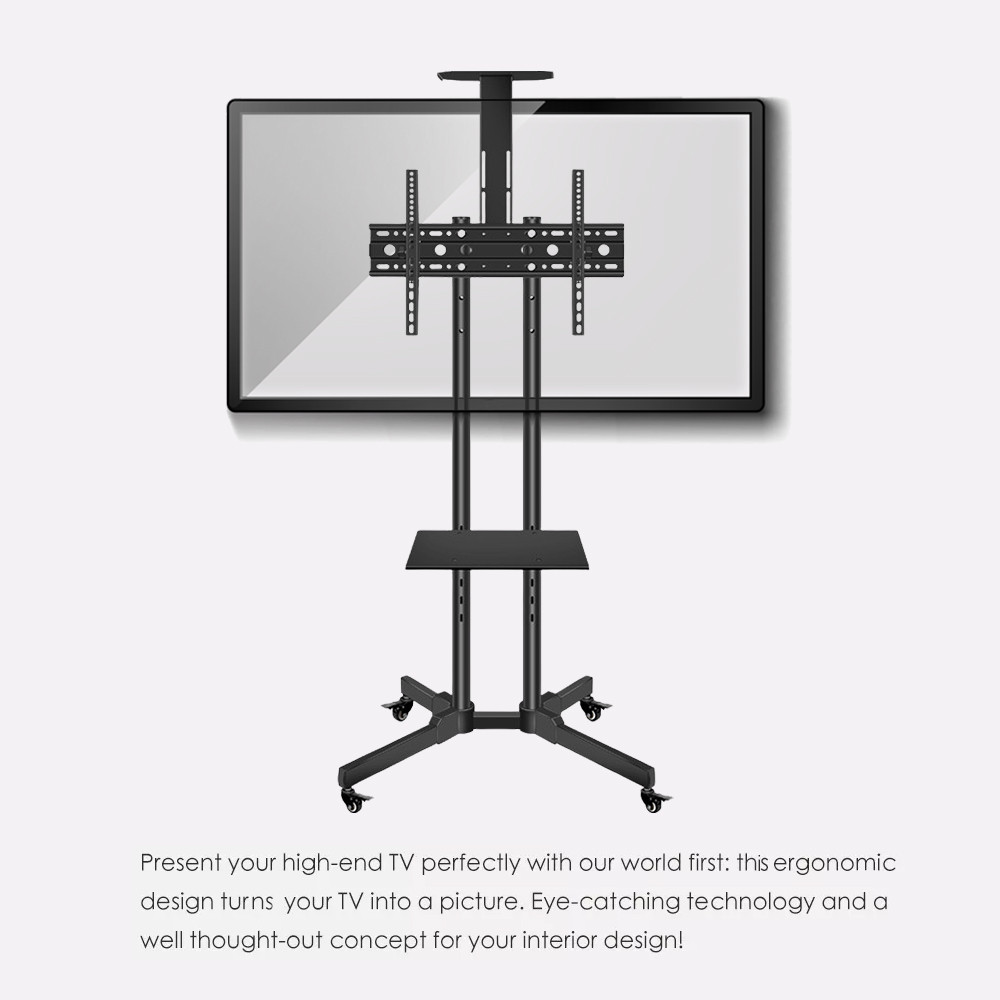 32"-65" Movable TV Bracket Stand | Adjustable Height Floor TV Cart Rack ...