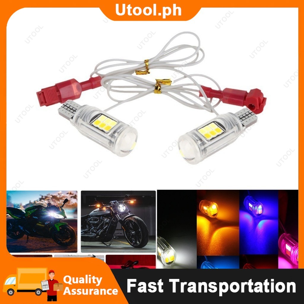 2PCS T15 dual color motorcycle LED turn signal width indicator light ...