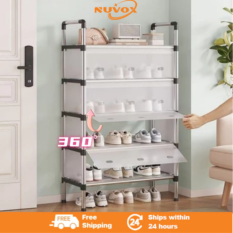 NUVOX 4/5/6 Layers Shoe Rack Organizer With Cover Stainless Steel ...