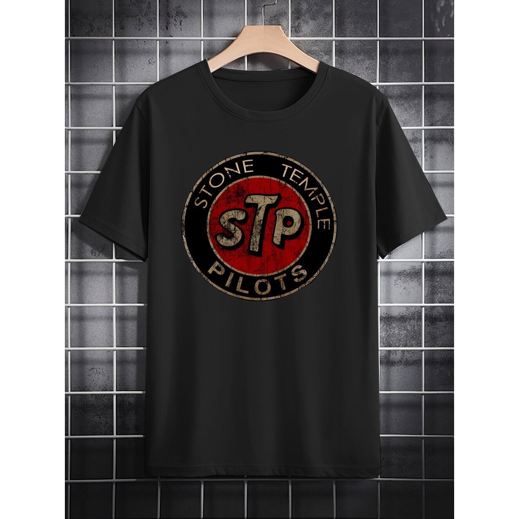 Men'S Casual Crew Neck T-Shirt with Stone Temple Pilots Logo - Black ...