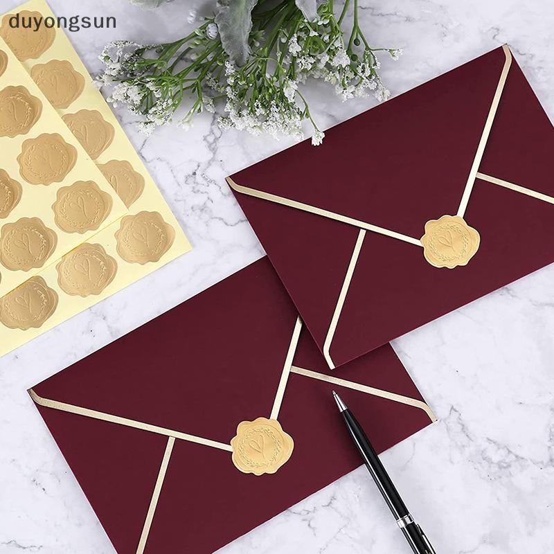 (duyongsun) 5/10sheets Gold Envelope Stickers Embossed Heart Seal ...