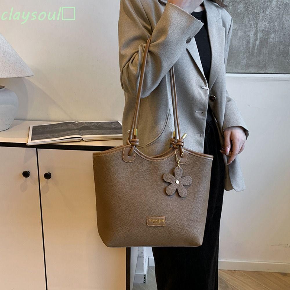 CLAYSOUL Women's Shoulder Bag, Retro PU Leather Student Tote Bag ...