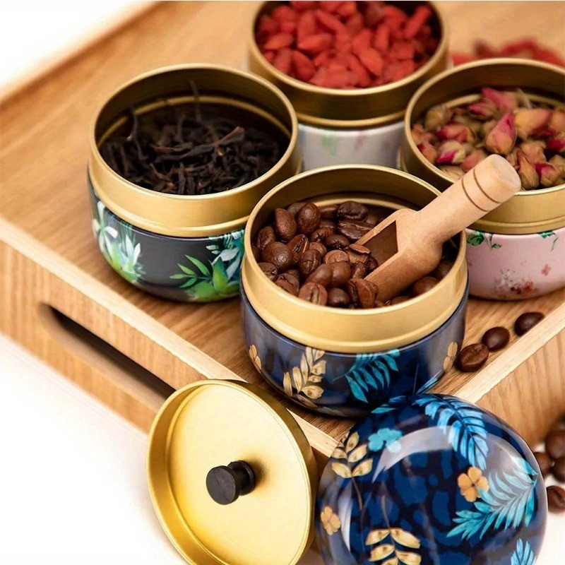 Tea Caddy Storage Box Containers Cans Coffee Candy Snacks Small Tin ...