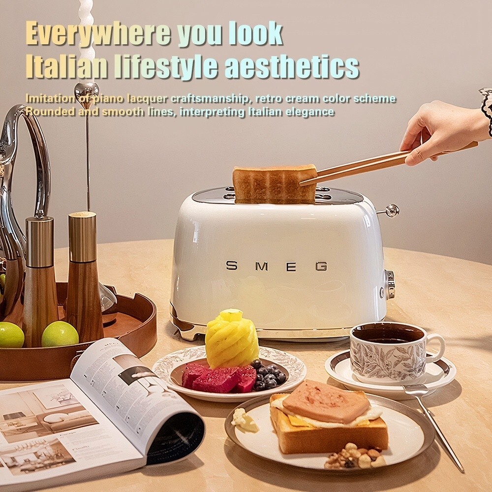 SMEG 2 Slice Toaster Retro TSF01 White Cream Color with Lid 50's Retro ...