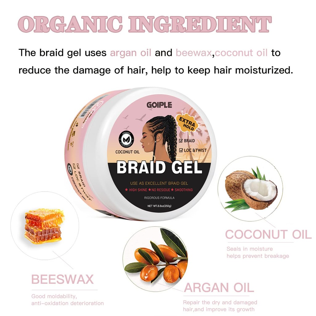 Extra Hold Styling Gel and Mousse for Braids, Twists, Locs, Cornrows ...