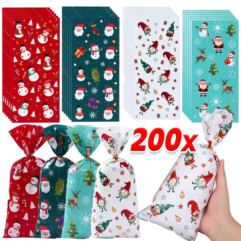 50/100/200Pcs Christmas Cookies Candy Packaging Bags - Santa Claus ...