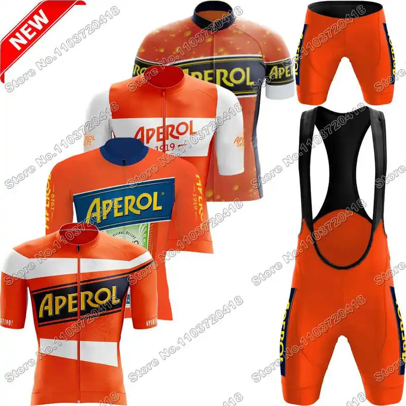 Team Aperol 2025 Cycling Jersey Set Orange Retro Cycling Clothing Men ...