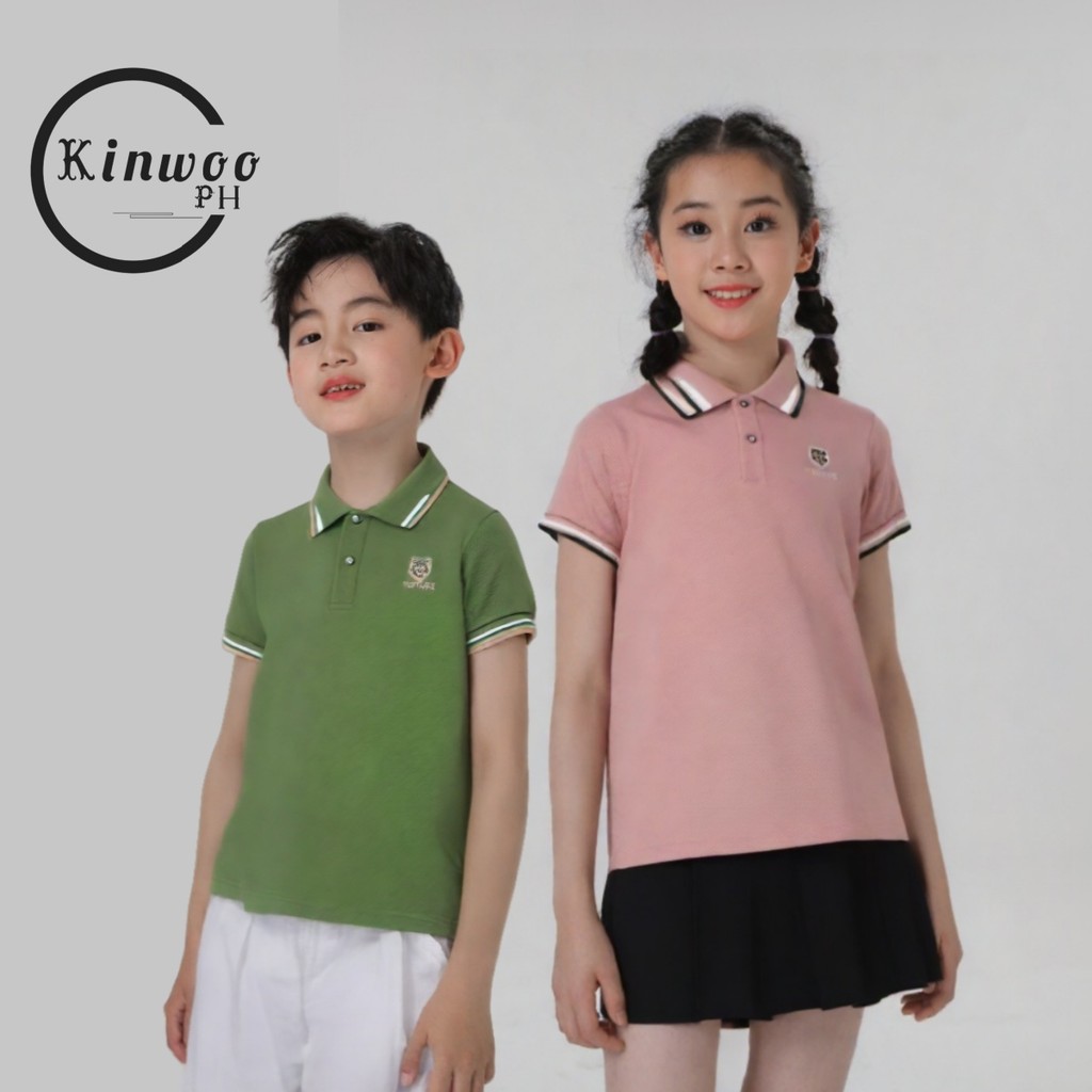 KINWOO Polo Shirt For Kids Embroidery Solid Color Short Sleeve Polo ...