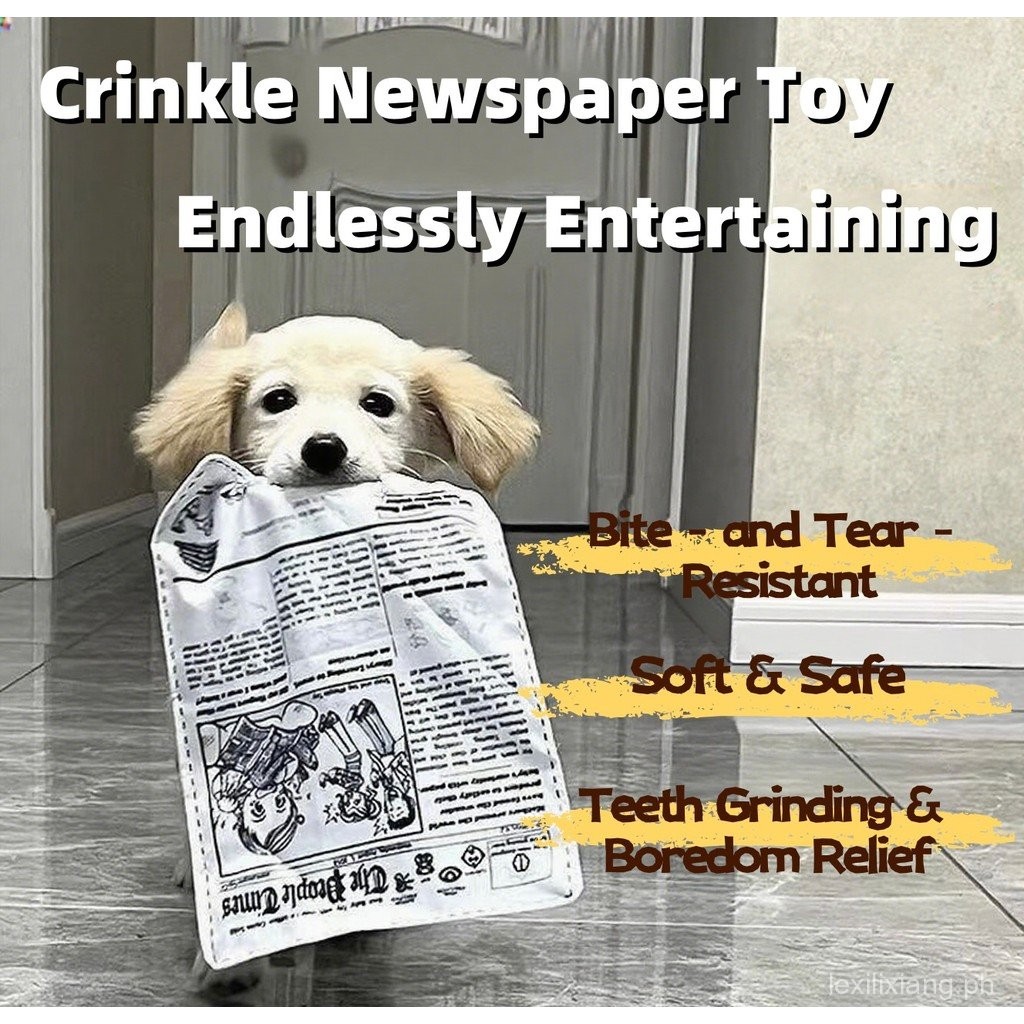 Dog Crinkle Newspaper Toy – Durable Squeaky Chew Plush,pet toy,squeaky ...