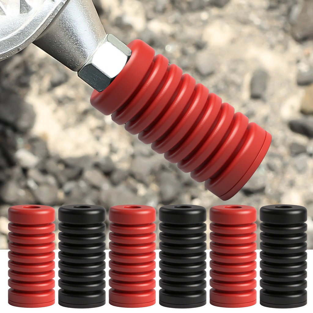 2/4PCS Black/Red Durable Motorcycle Foot Lever Cover - Rubber Non-slip ...