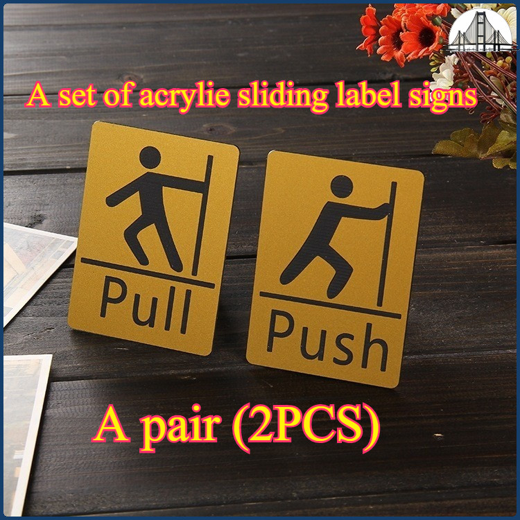 Push & Pull Window Door Sticker Acrylic Sliding Door Logo Sticker ...