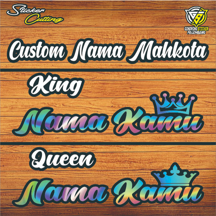 Custom Cutting Sticker with King & Queen Crown Name | Custom Hologram ...