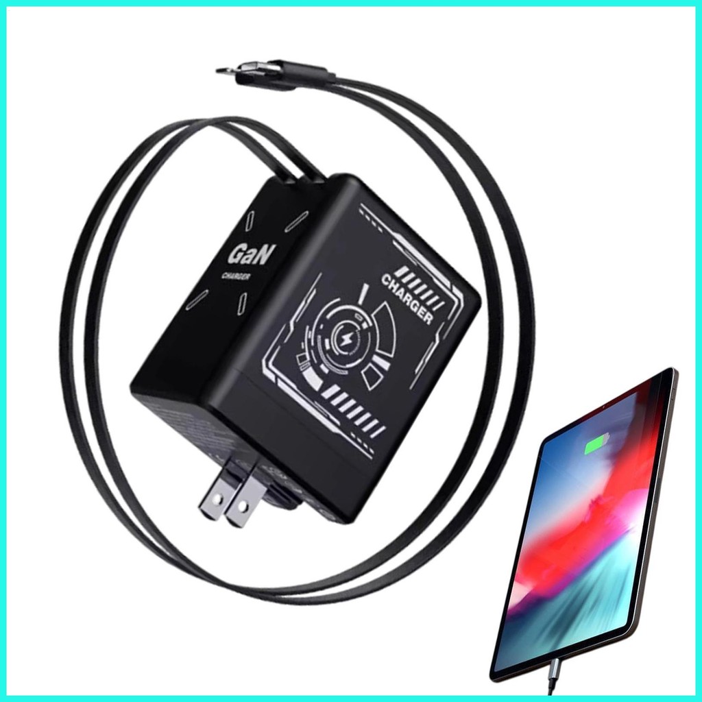 Fast Charger USB C Double-Port Charger Block Adapter Retractable ...