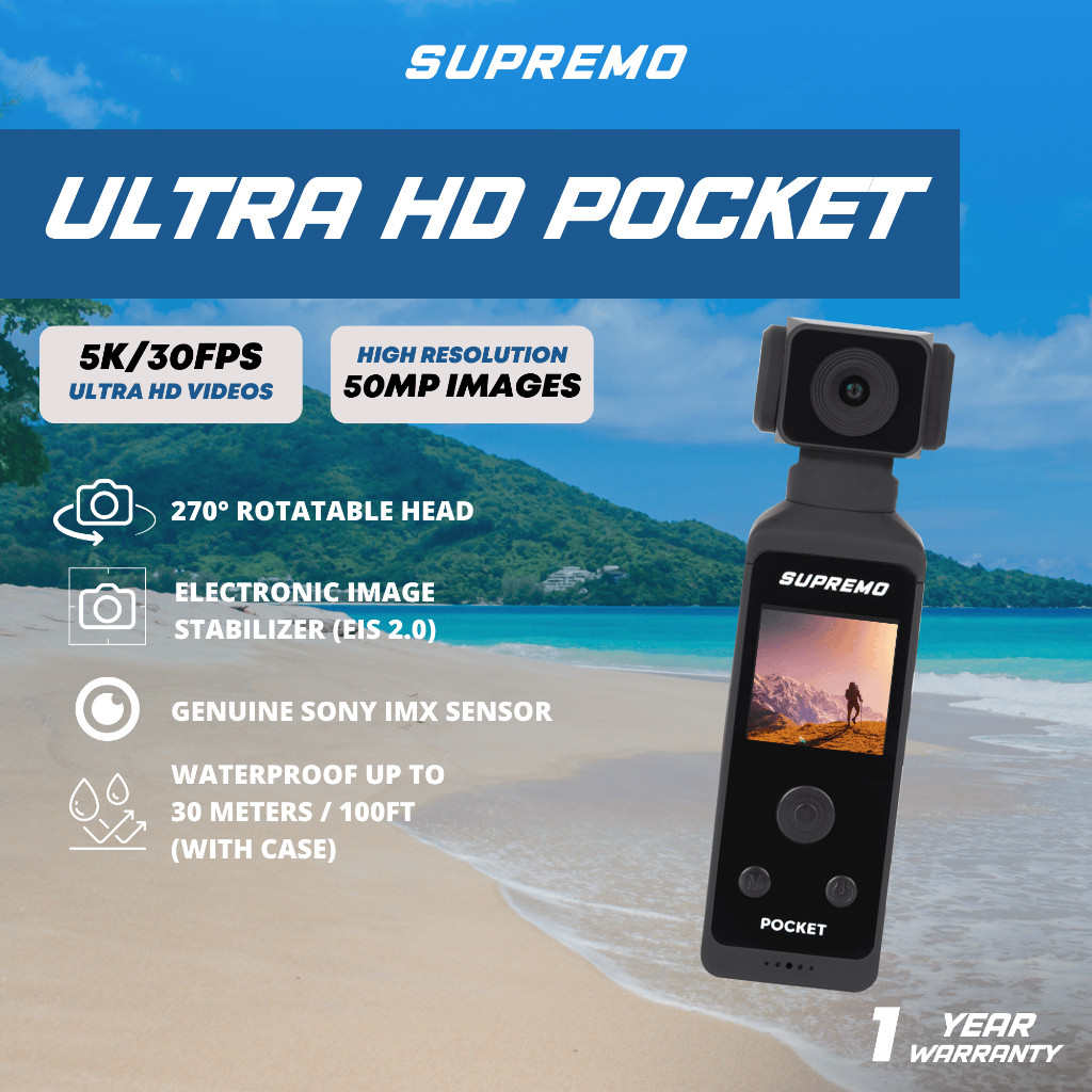 Supremo Ultra HD Pocket Action Camera - Black 1.3" HD the front LCD ...