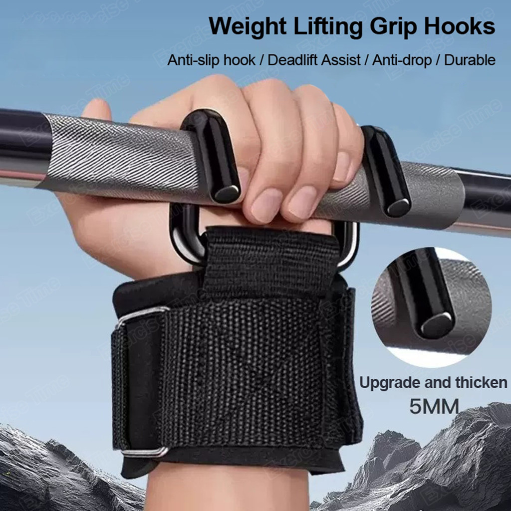 Wrist Support Pull Up Bar Hook Adjustable Weight Lifting Hand Gripper ...