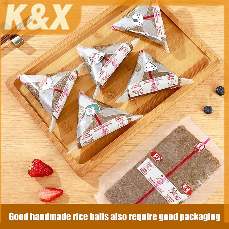 K&X 100Pcs Disposable Double Layers Triangle Rice Packing Bag Nori ...