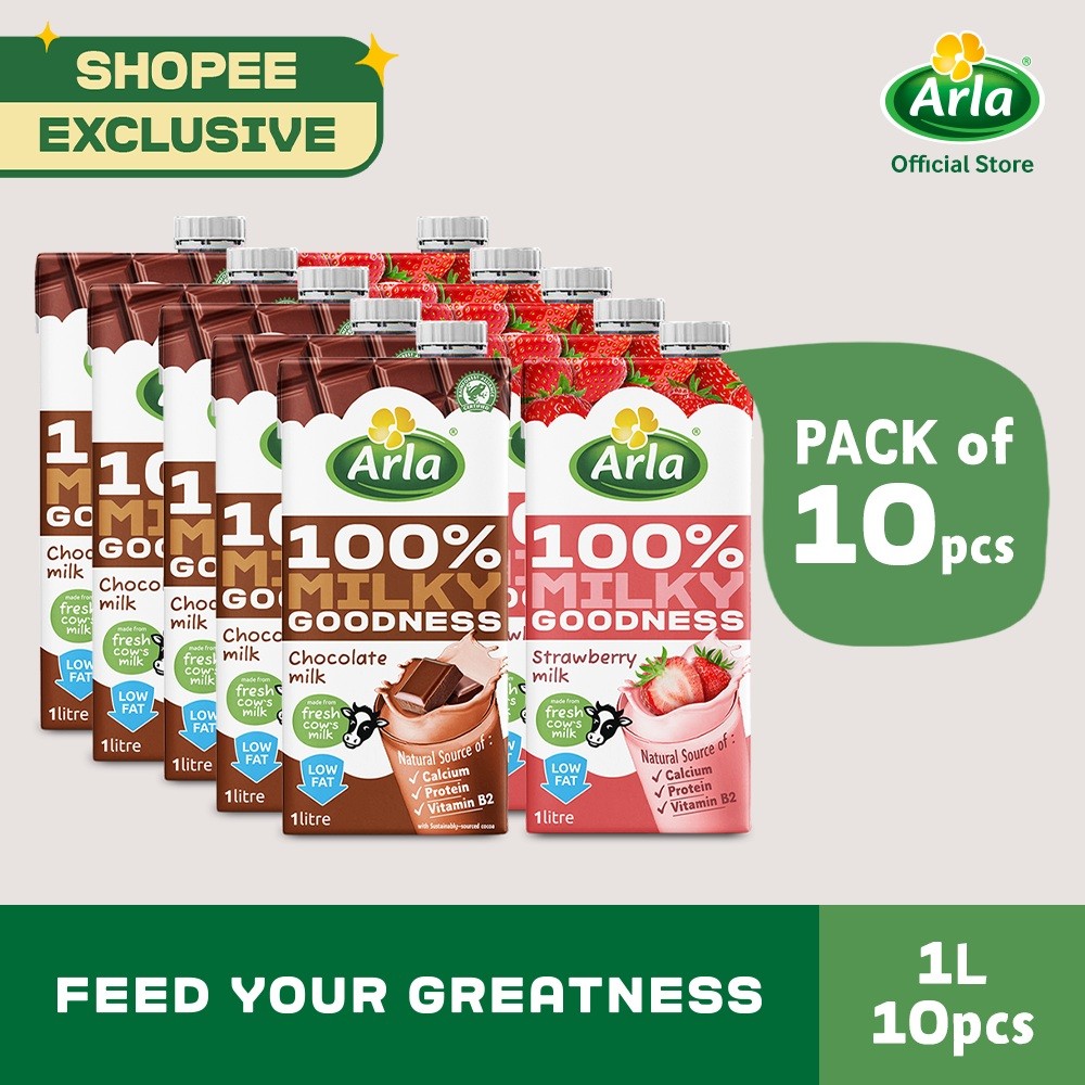 [Shopee Exclusive] Arla Chocolate Milk 1L and Arla Strawberry Milk 10 ...