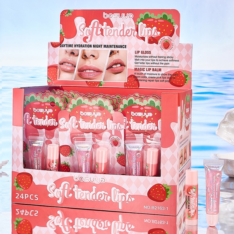 SCCS~2in1 Set Bosuya Soft Tender Glossy Lip Oil Buildable Lip Gloss ...