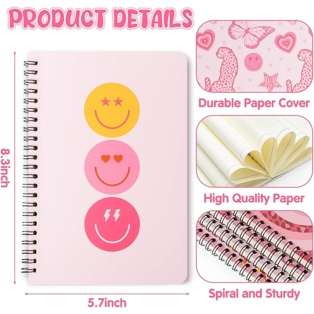 L1rabe 4 A5 Preppy Spiral Notebooks Valentine's Day Back to School Y2K ...