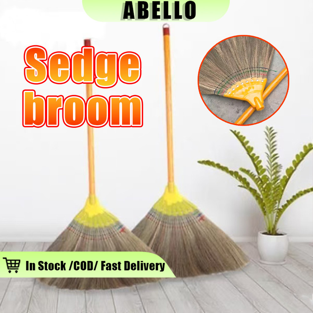 Indoor Broom with Soft Sorghum Wool Bristles and Ergonomic Bamboo Handle for Easy Dust Removal ...