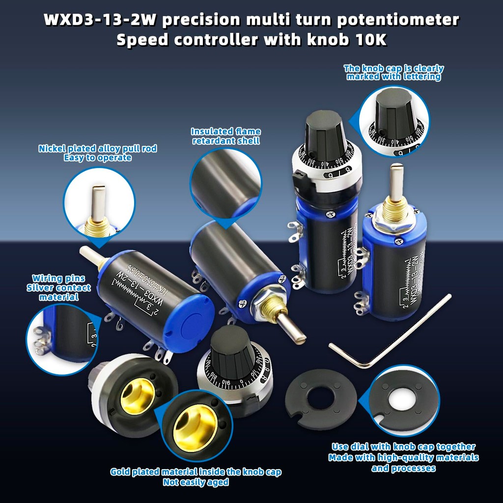 WXD3-13-2W Rotary Potentiometer,4PCS 10K Ohm Variable Speed Drive ...