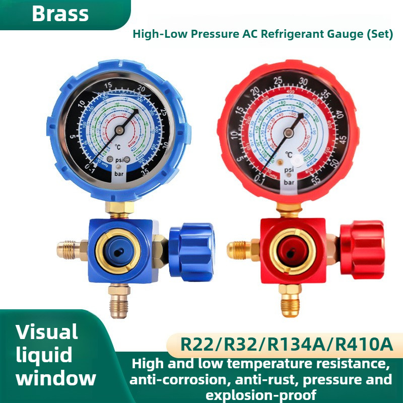 Car Aircon Manifold Gauge Set Brass Refrigerant Gauge Set Vacuum ...
