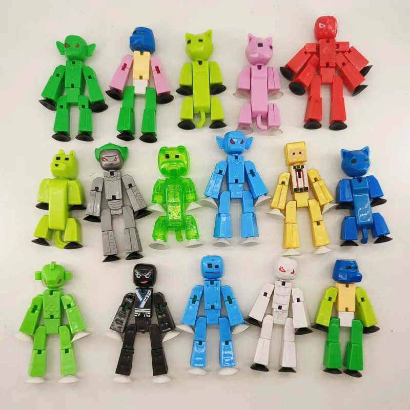 3-10Pcs Sucker Sticky Robot Action Figures Funny Joint Stickbot Puppet ...