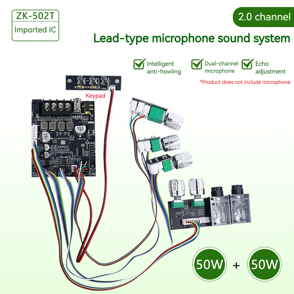 Digital Power Amplifier Board with Dual Mic Echo Amplifier Board Kit ...
