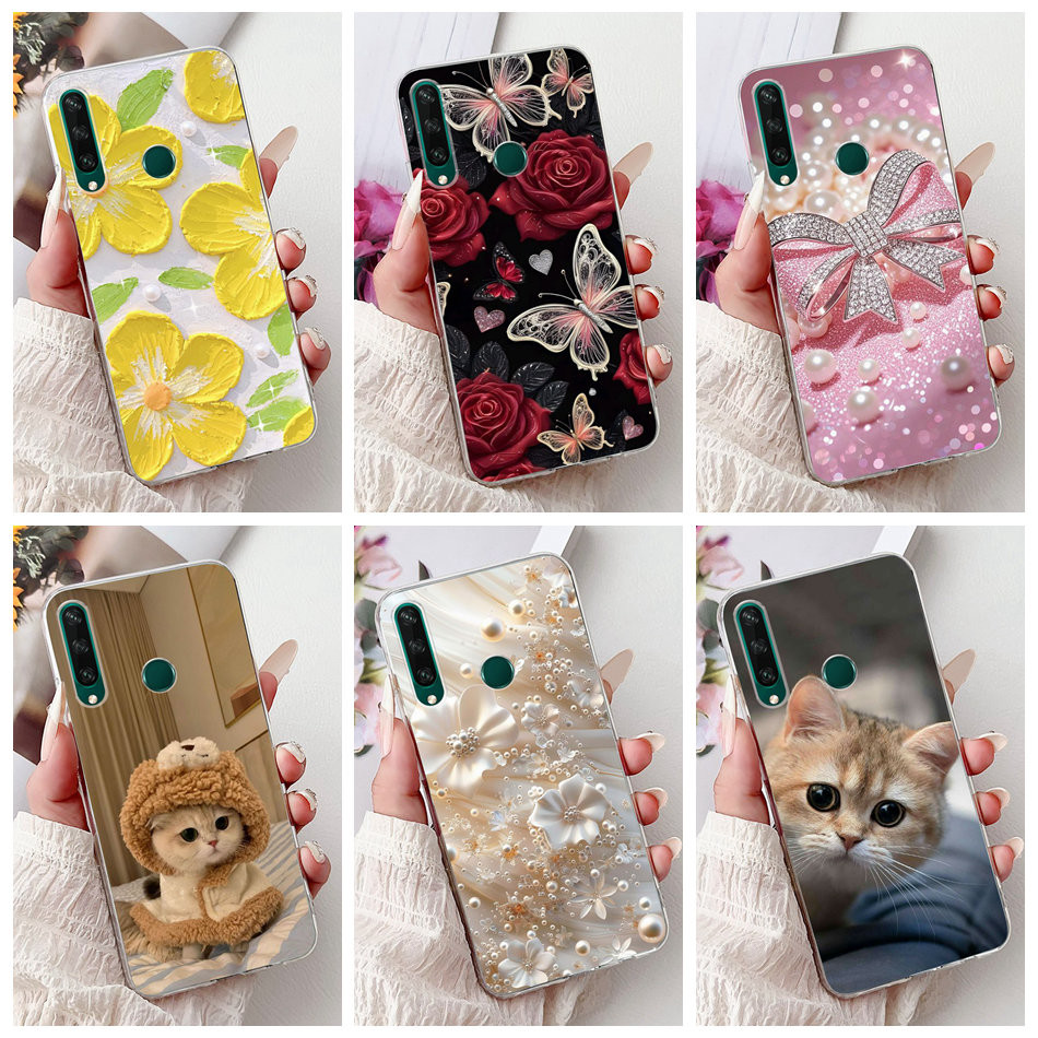 For Huawei Y6p MED-LX9 MED-LX9N New Elegant Floral Cat Painting Casing ...