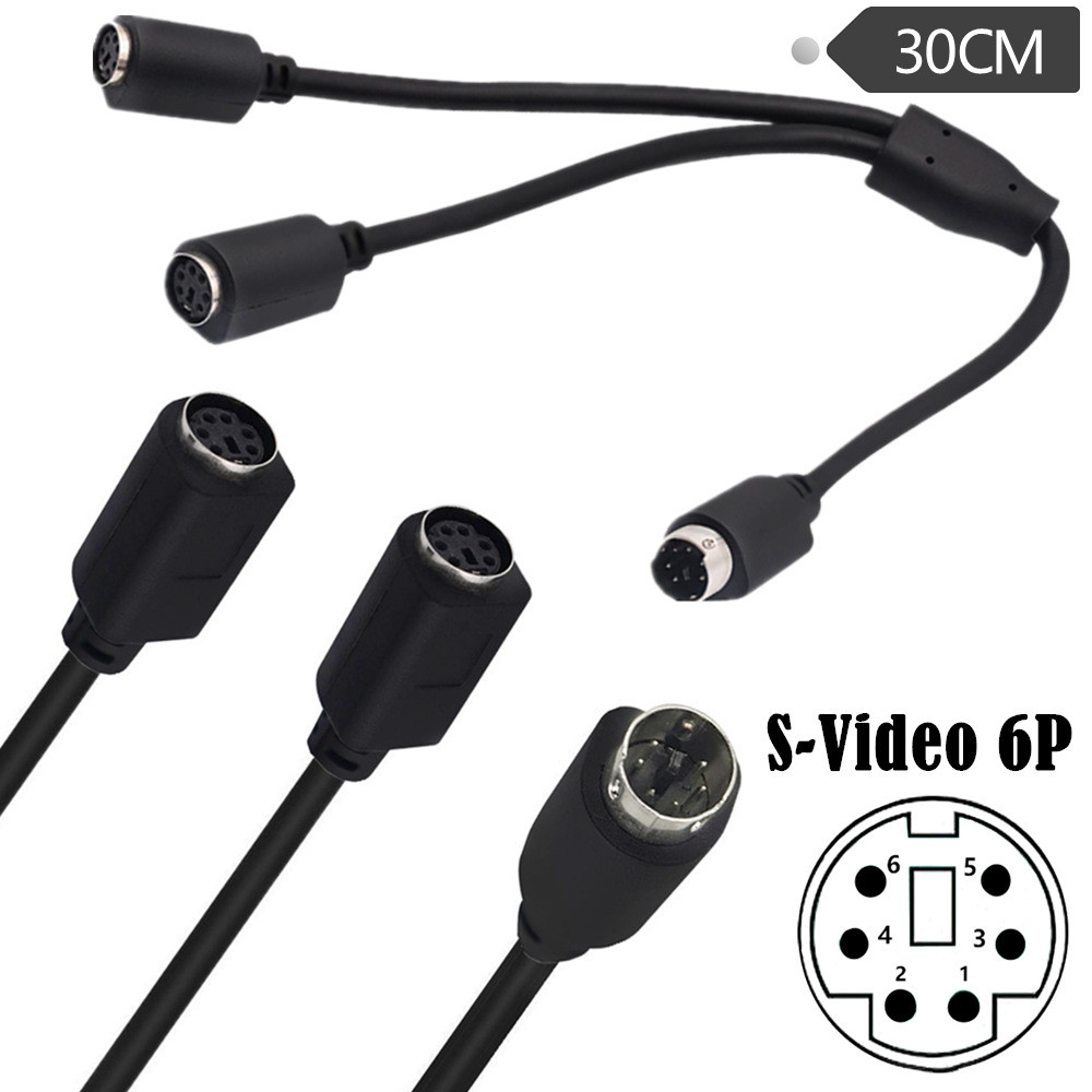 Mini Din 6 Pin Male to Dual 6 Pin Female Extension Cable 0.3m, 6Pin S ...