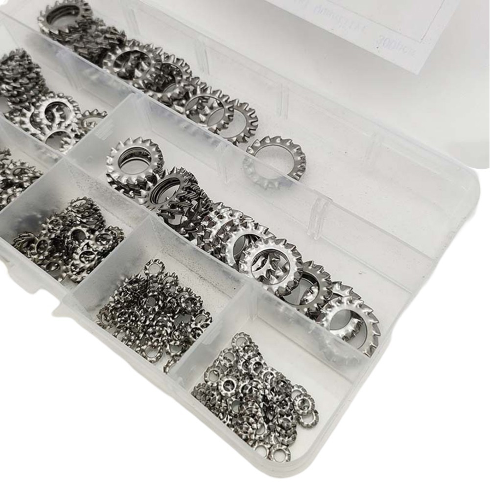 ⭐ Hot selling ⭐ 300pcs 304 stainless steel star lock washers with ...