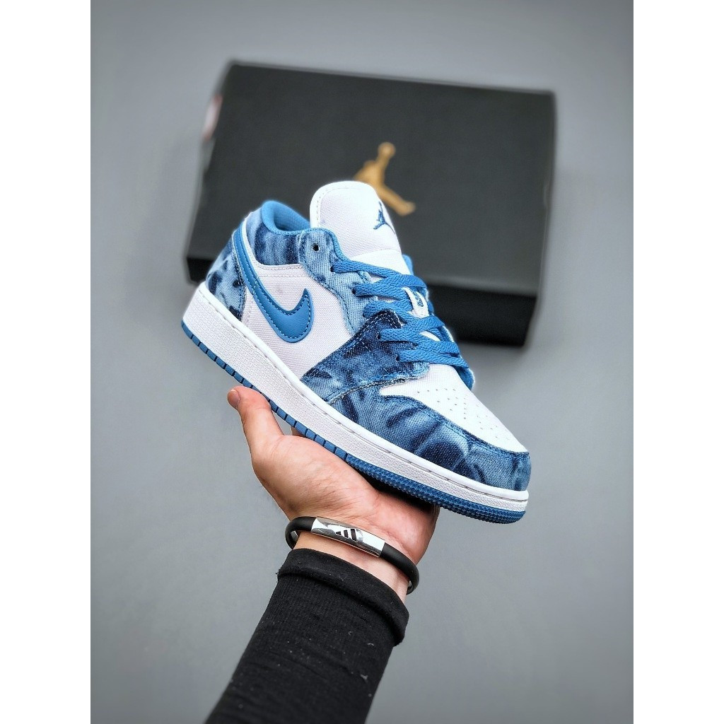 Physical photos UA White Blue Air Jordan 1 Low "SE" Washed Denim ...
