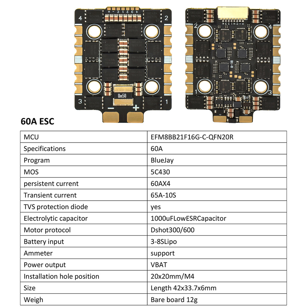 9IMOD F722 Mini Flight Stack F722 FC 60A ESC 3-8S 20x20mm With Gyro For ...