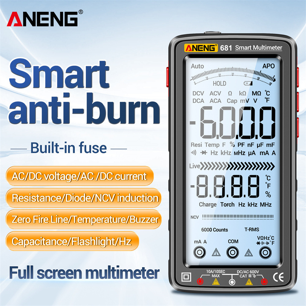 ANENG Electric Multimetry Anti-burn Electrical Capacitance Meter 6000 ...