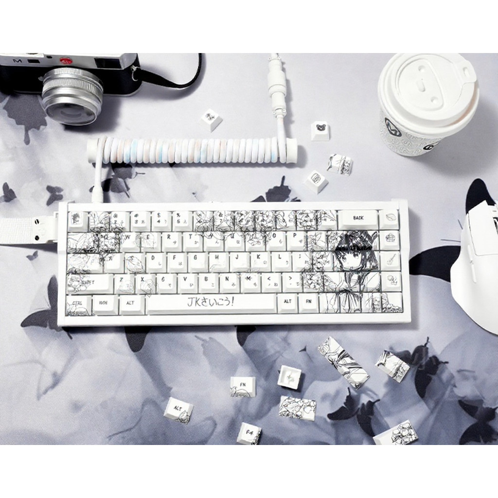 JK Girl PBT Keycaps - Height, Custom Retro Full Set 68/87/108-Key for ...