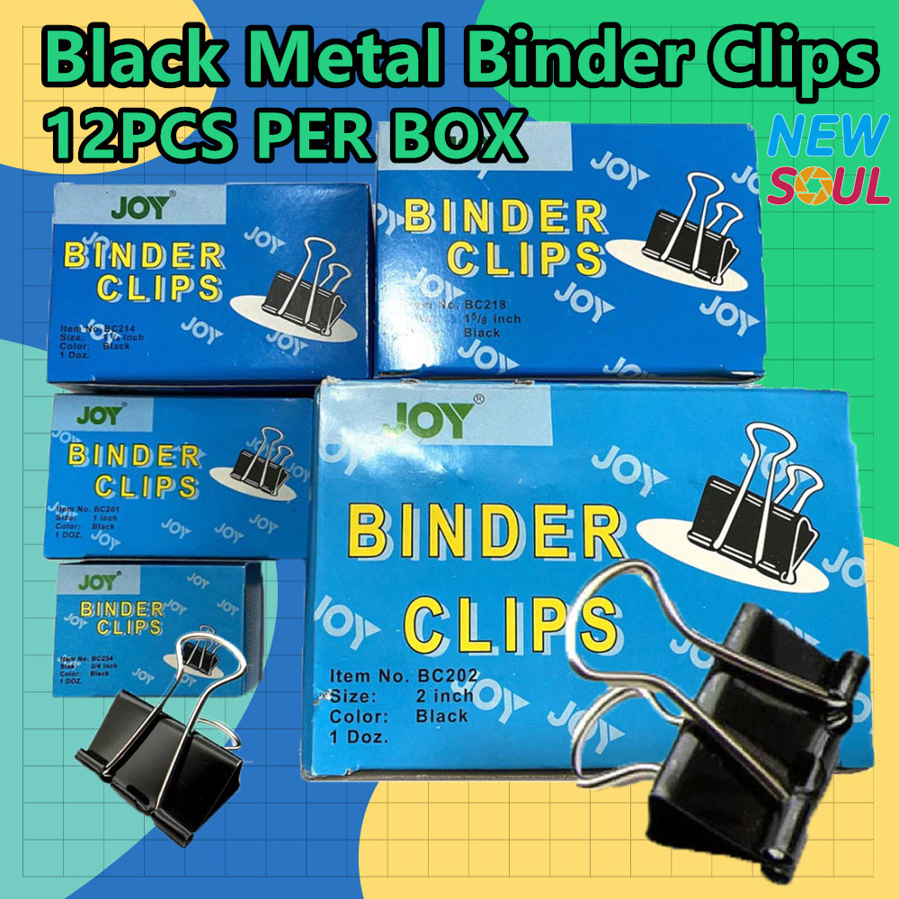 JOY 12pcs Black Metal Binder Clips Durable Efficient Office Paper Clamps Sturdy Binder Clips ...