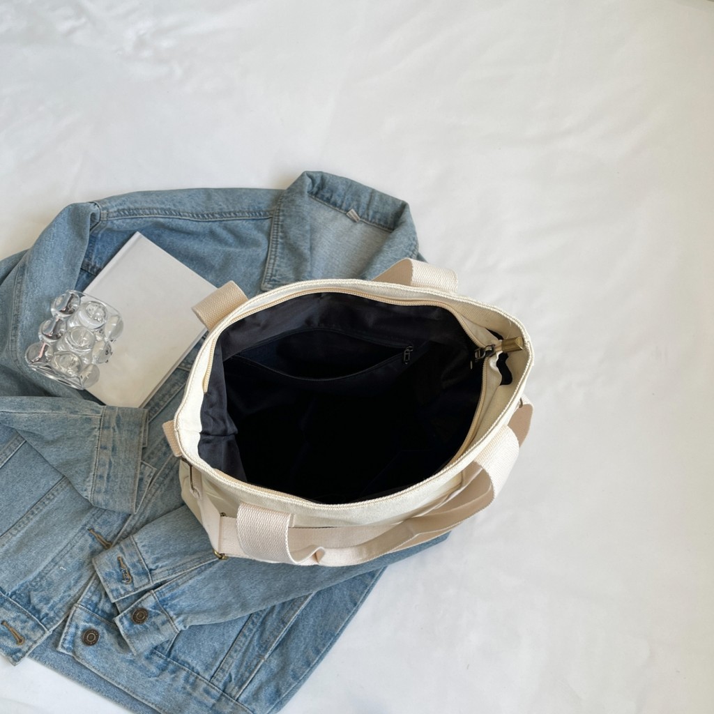 New isn Original Design Multi-Pocket Commuter Thickened Canvas Bag Student Casual Tote Bag ...