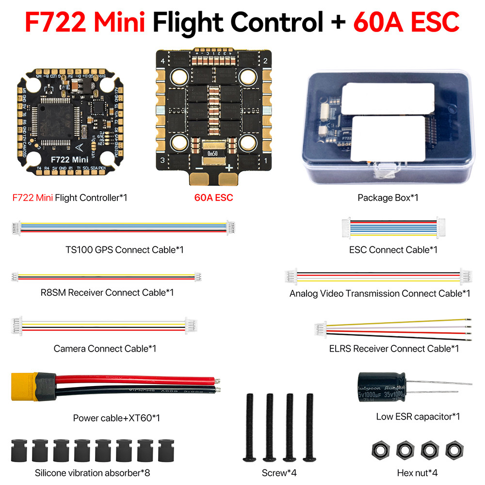 9IMOD F722 Mini Flight Stack F722 FC 60A ESC 3-8S 20x20mm With Gyro For ...