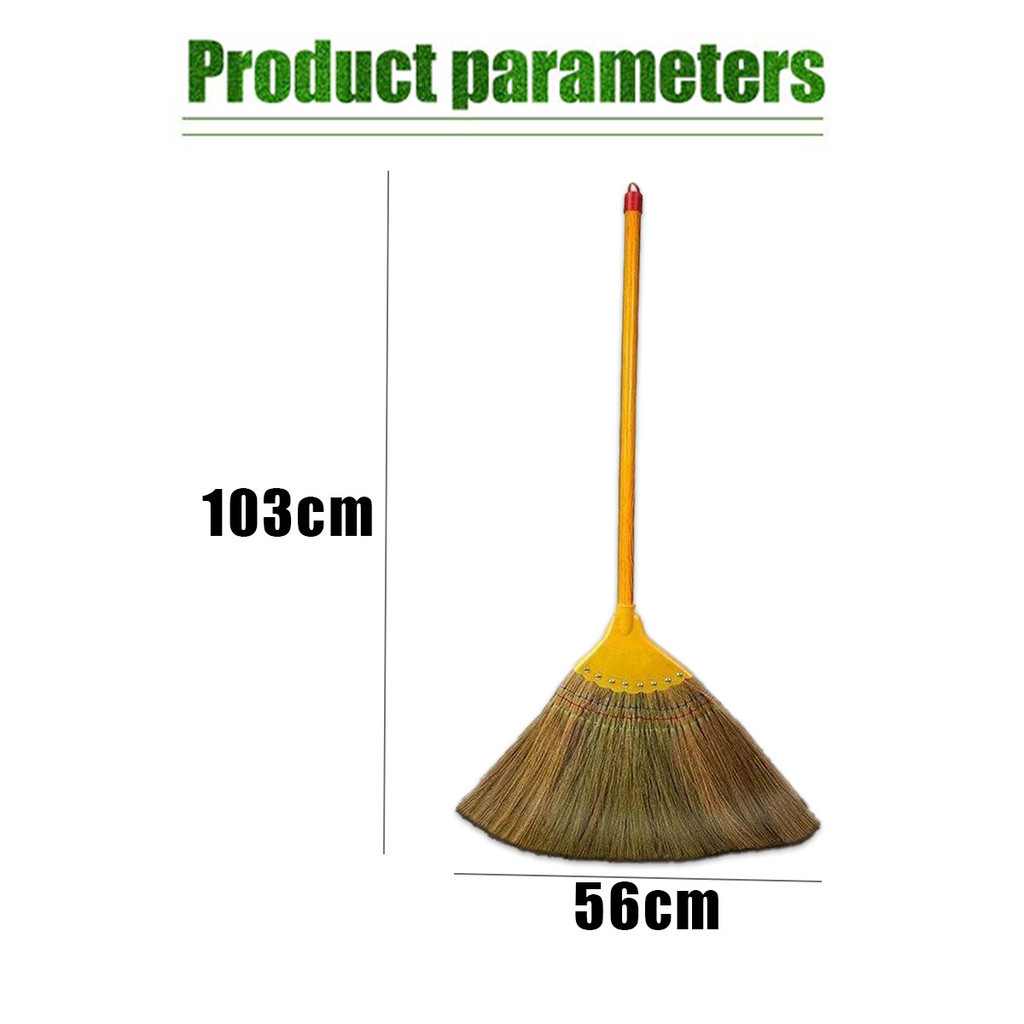 Indoor Broom with Soft Sorghum Wool Bristles and Ergonomic Bamboo ...
