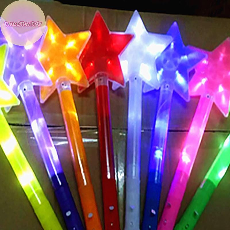 TRITR Pentagram Star Glitter Stick Luminous Flat Star Light Stick ...