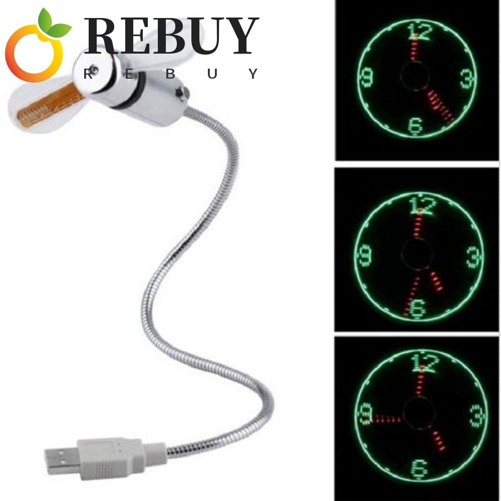REBUY LED Clock Fan, Flexible Gooseneck Time Temperature Display Clock ...