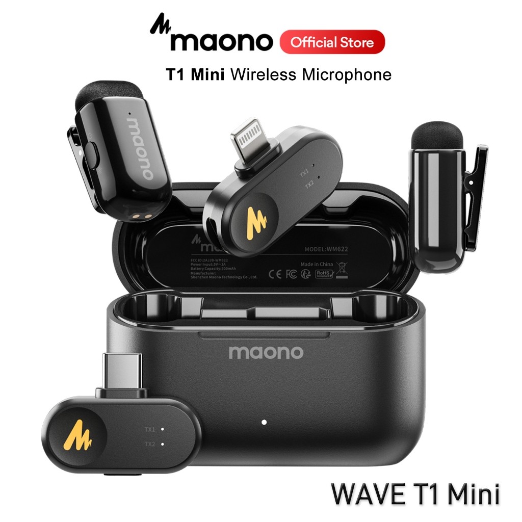 Maono T1mini Wireless Lavalier Microphone AI Noise Cancelling ...