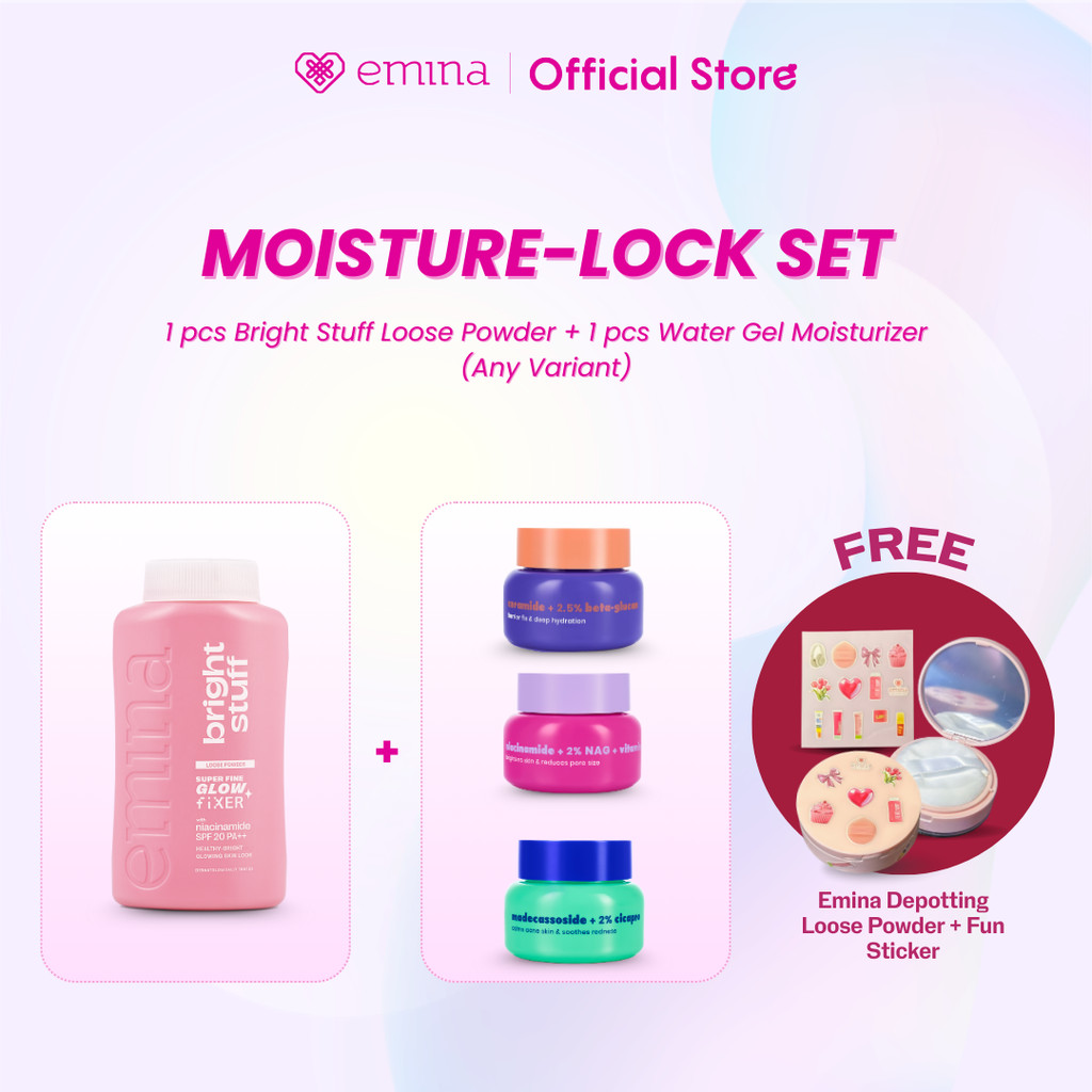Emina Moisture-Lock Set - Bright Stuff Loose Powder + Water Gel ...
