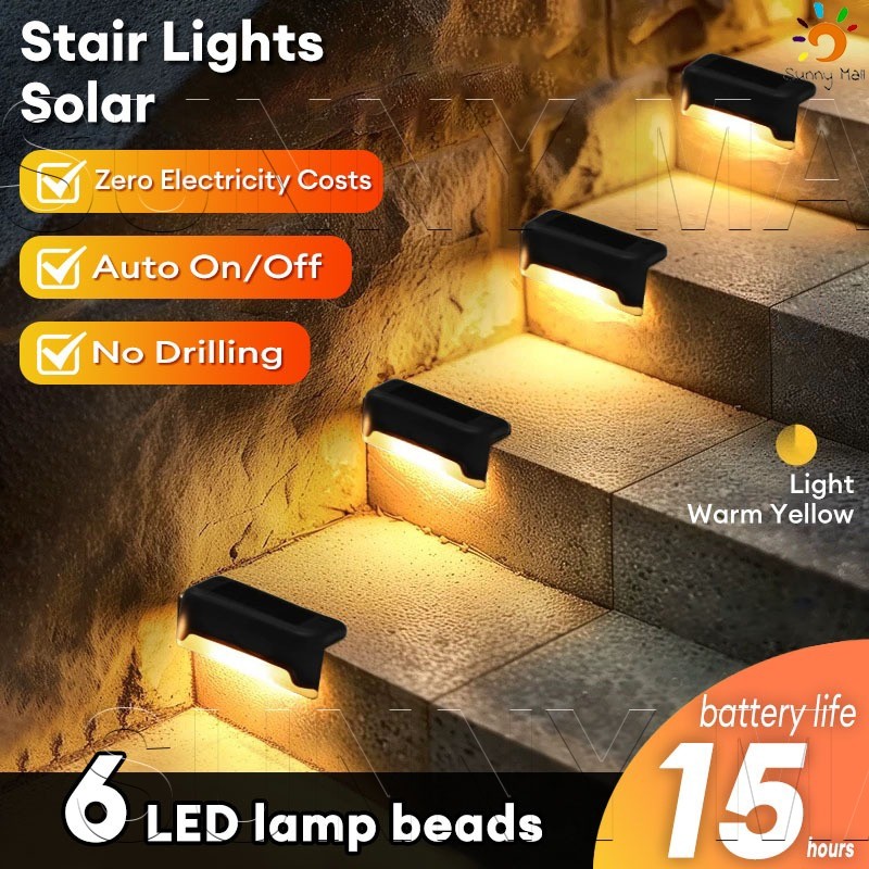 Solar Stair Light LED 4pcs Warm Lamp Waterproof Outdoor Garden Passage ...