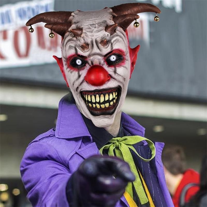 2025 New Style Horror Bell Clown Headgear Halloween Latex Cosplay Mask ...